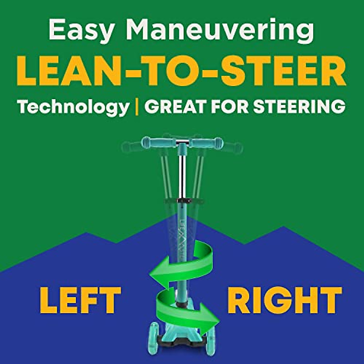 Kids Scooter – Children and Toddler 3 Wheel Kick Scooter – LED Wheel Lights Illuminate When Rolling– Adjustable Handlebar – Indoor and Outdoor Teal - Lifemaster