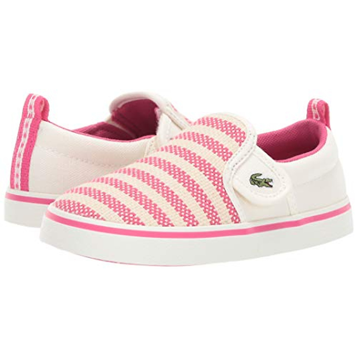 Lacoste Girl's GAZON Shoe, off white/dark pink, 6. Medium US Toddler