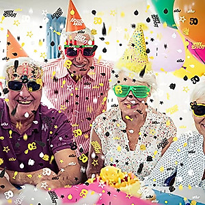 3000 Pieces Happy Birthday Confetti Number 50 Confetti Birthday Cake Confetti Table Scatter Confetti, Black Gold Silver Party Decorations Supplies for Birthday Anniversary (50th Style)