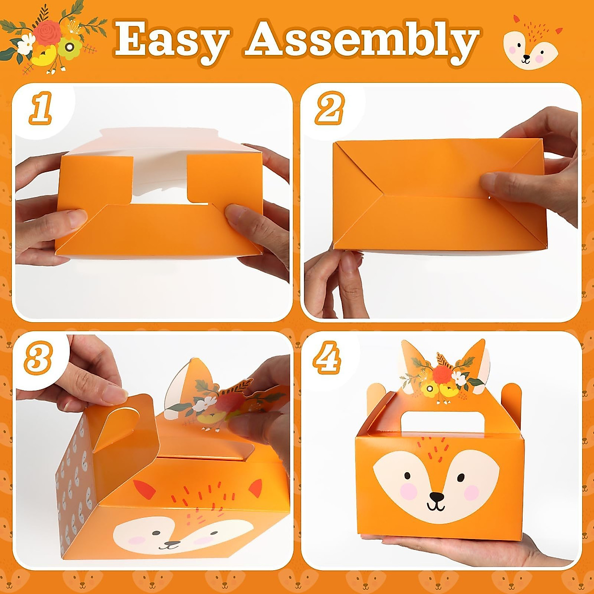 24 Pack Woodland Animals Party Favors Boxes - Forest Theme Goodie Bags for Kids, Perfect for Baby Shower, Woodland Birthday Party Decorations & Supplies, 6x3x3.5 Inches