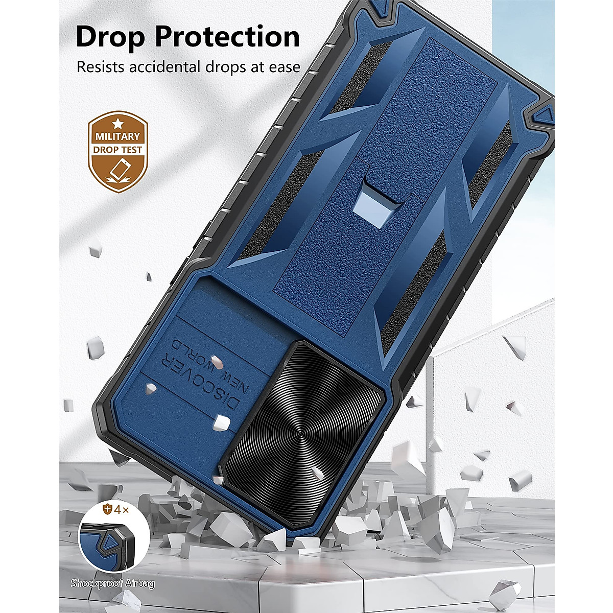 WTYOO Case for OnePlus Nord N20 5G: Military Grade Drop Proof Phone Protective Cover with Kickstand and Slide Cover Protection - Shockproof TPU Matte Textured