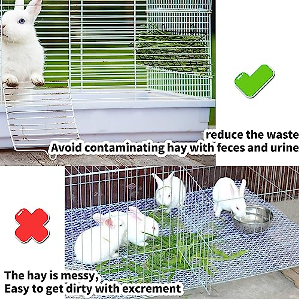 2 PCS Rabbit Hay Feeders Heavy Duty Metal Hay Holders Racks for Bunny Guinea Pig Chinchilla Cage Accessories (S+L)
