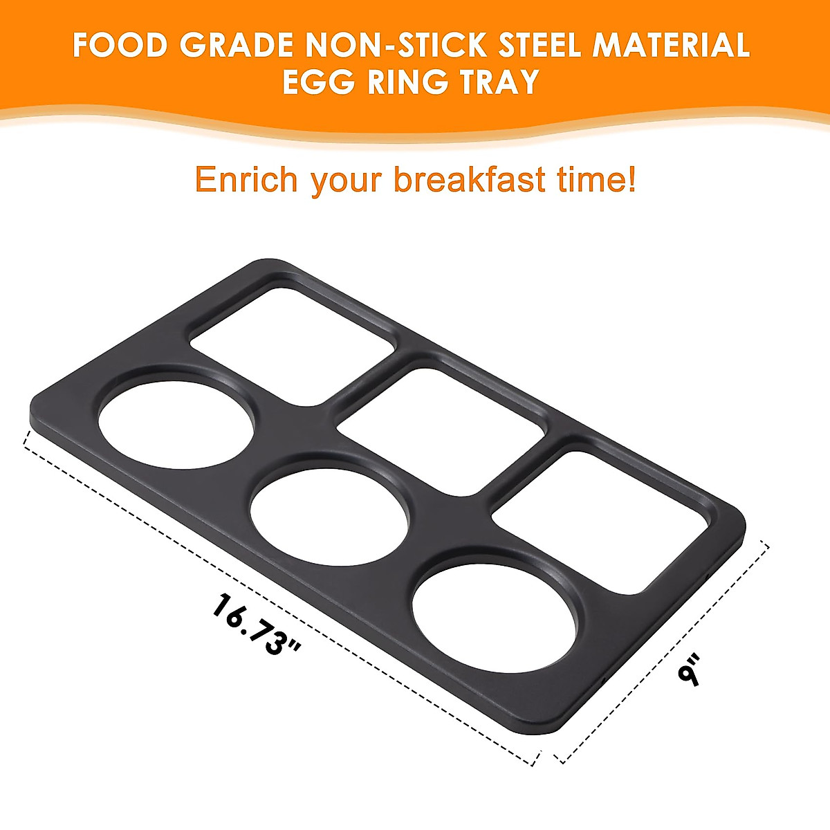 SafBbcue 6PCS Griddle Egg Ring Tray- Non Stick Egg Ring Molds,Food Grade Pancake Rings Round and Square Molds Ideal for Cooking Perfectly Shaped Eggs, Pancakes