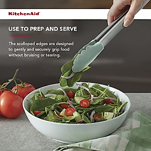 KitchenAid Gourmet Silicone-Tipped Stainless Steel Tongs, 14.5 Inch, Pistachio
