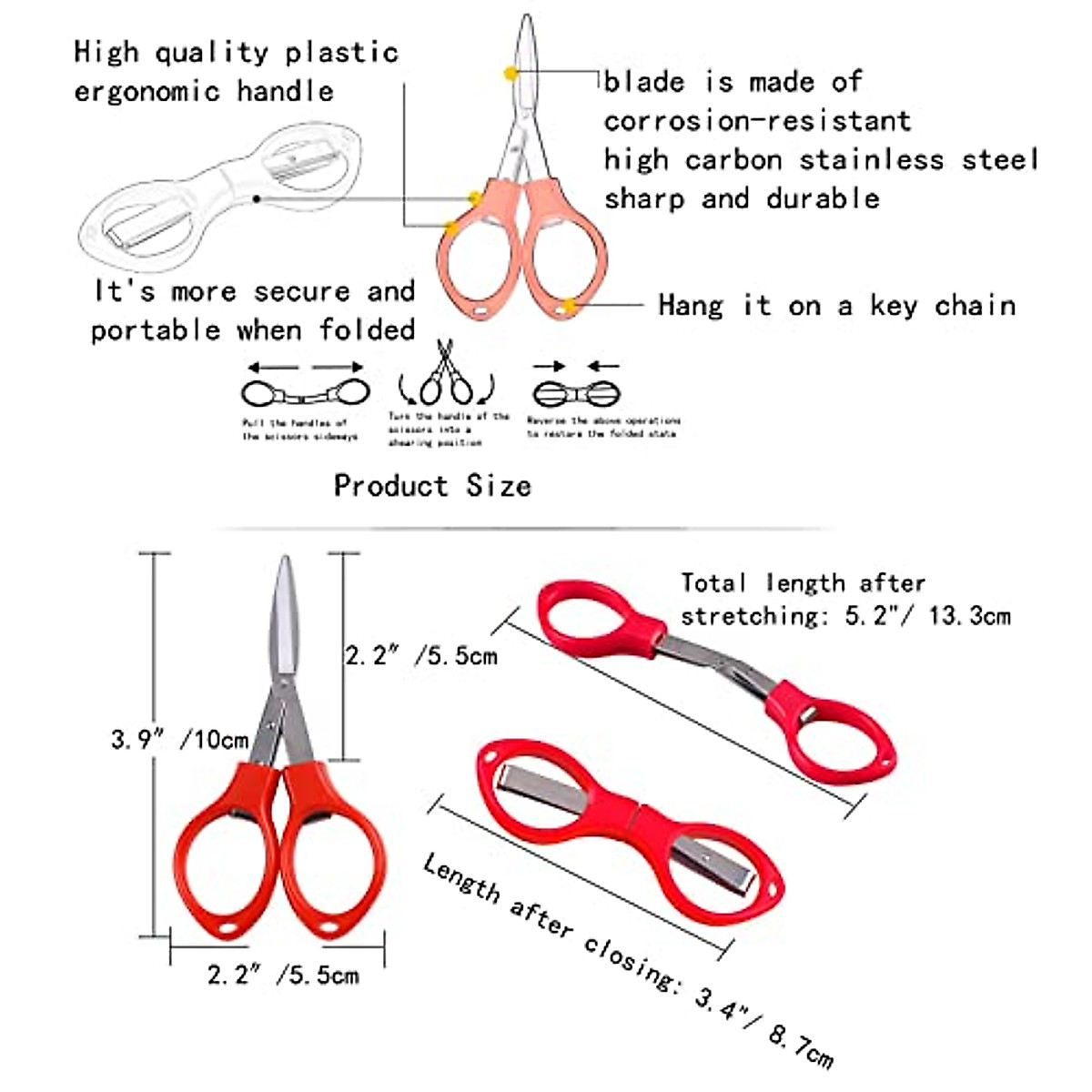 30 Pcs Mini Folding Travel Pocket Scissors for Home and Travel (Orange)