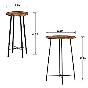 VECELO Small Bar Table and Chairs, Round Bistro Sets with 2 barstools, 3-Piece Pub Dining Furniture, Counter Height Wood Top for Breakfast Dinner Coffee Nap Conference, Easy Assembly
