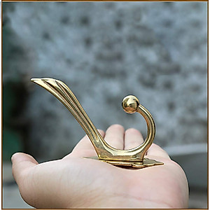 Tiazza 2Pcs Antique Solid Brass Clothes Hooks, Entryway Coat Hooks, Scarf and Jacket Hangers, Bath Towel Heavy Hooks (Gold)