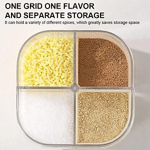 Spice Salt and Pepper Shakers, 4 In 1 Spice Jars,with Lid Plastic Spice Box, Travel Camping Seasoning Containers Transparent Cooking Spice Dispenser (White)