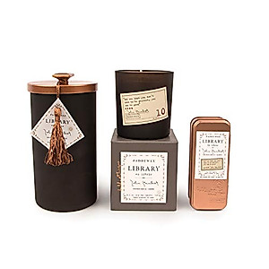 Paddywax Candles TRL10Z Library Collection John Steinbeck 2-Wick Scented Travel Tin Candle, 3.5-Ounce, Smoked Birch & Amber