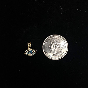 Ioka - 14K Yellow Gold Evil Eye Protection Charm Tiny Size Pendant For Necklace or Chain