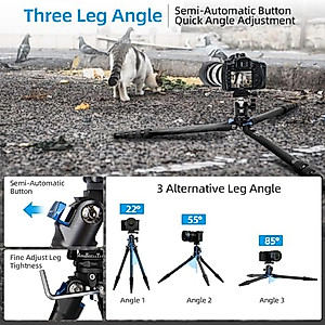 SIRUI 50″ Carbon Fiber Travel Tripod with 360° Ballhead B-00K, Lightweight Compact Professional Tripod for Cameras, 5 Sections, Quick Release Plate, Weight 2lbs, Loads 13.2lbs/6kg