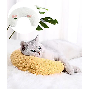 Cat Lovely Cozy Pillow,Soft Fluffy Cat Calming Pillow Pet Sleeping Companion,Little Cat Neck Pillow Cozy Cat Pillow Puppy Pillow Calming Toy for Small Dogs and Cats (Blue-1)