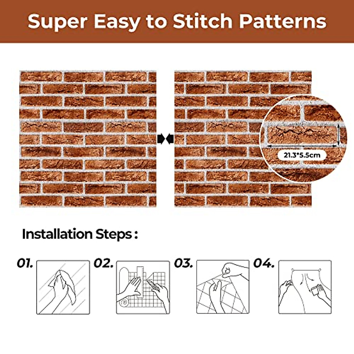 bofeifs Brick Wallpaper Peel and Sbofeifs Brick Wallpaper Peel and Stick Decorative Paper Self-Adhesive Sticker for Home Apartment Wall Fireplace Christmas Decor（Red） 17.7 x 118 inches