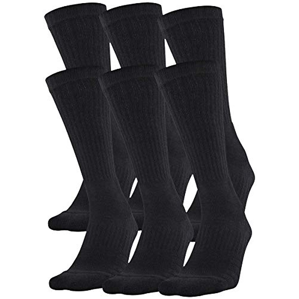 Under Armour Adult Training Cotton Crew Socks, Multipairs , Black (6-Pairs) , Medium