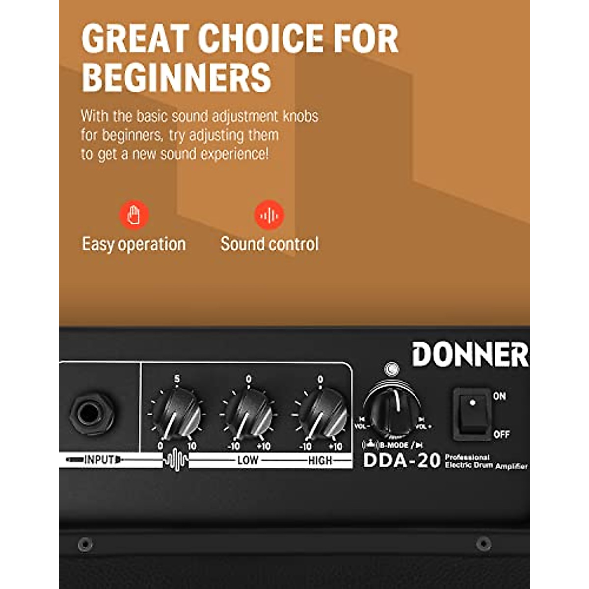 Donner Mini Electric Drum Amp 20W, Wireless Electronic Drum Amplifier Keyboard Speaker DDA-20 Protable for Home Practice