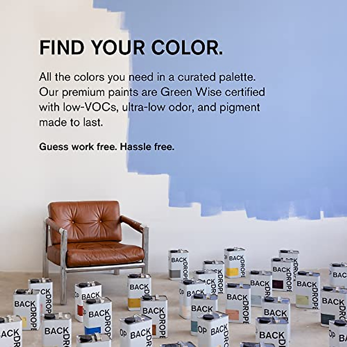 BACKDROP | Premium Interior Paint | Standard Semi Matte, Low Sheen Finish | Self-Priming, Low VOC, Green Wise Certified | RITUAL UNIONS – Neutral, light gray | 0.5 Gallon