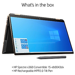 HP Spectre X360 15.6 Inch 4K UHD Touch-Screen 512GB SSD + 32GB Optane 1.8GHz i7 2-in-1 Laptop (16GB RAM, Quad-Core i7-10510U, GeForce MX330, Windows 10 Home) Nightfall Black 15-EB0043DX