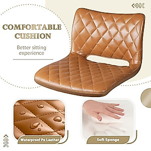 LEMBERI Bar Stools Set of 2, Counter Height Adjustable Bar Stool Swivel with Back, Modern Design Bar Chairs Armless Faux Leather Barstools for Kitchen Island, Pub, Dining Room (Whisky)