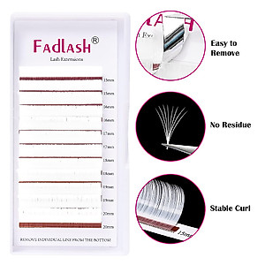 Eyelash Extension 0.07 Colored Easy Fan Lashes White D Curl Self Fanning Lashes Colored, Volume Lash Extensions (White 0.07D, 15-20mm)