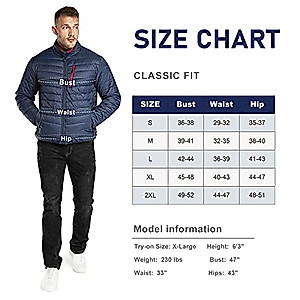 33,000ft Men's Lightweight Packable Insulated Puffer Winter Jacket, Water-Resistant Warm Quilted Down Alternative Puffy Coat