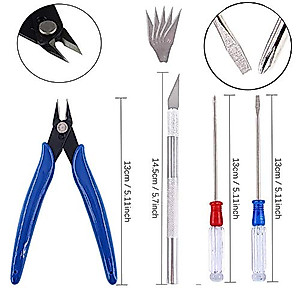 Qovydx 55Pcs Gundam Model Tool Kit Gunpla Tools Set Bandai Hobby Model Tools Kits Gundam Modeler Basic Tools for Gundam Hobby Car Airplane Building