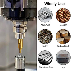 SUNJOYCO 7PCS Center Drill Bits Set, High Speed Steel 60-Degree Angle Countersink Tools for Lathe Metalworking Size 1.0 1.5 2.0 2.5 3.0 4.0 5.0, Gold