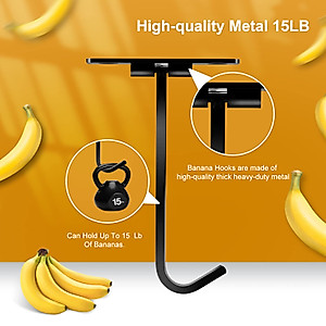 DAJIANG Banana Hook, Metal Banana Hanger Under Cabinet to Keep Bananas Fresh, Banana Holder for Bananas or Other Kitchen Items (Black)
