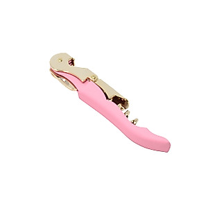 Gold and Pink Soft Velvet Touch Waiters Double Hinge Corkscrew Wine Bottle Opener