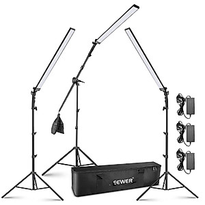 Neewer 3-Pack 60 LED Video Lighting Kit with Adjustable Brightness, 2.24 Meters Light Stand