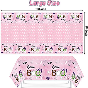 Haooryx 3 Pack Little Boo Table Covers Halloween Party Decoration Supplies, Plastic Rectangle Tablecloth Disposable Tablecover for Little Boo Theme Party Kids Birthday Baby Shower Decor, 108 x 54 Inch