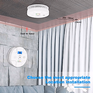 Combination Smoke Carbon Monoxide Alarm Detector Powered by Battery,Dual Alarm Sensor of Smoke and CO,Easy to Install