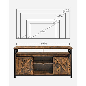VASAGLE TV Stand for 65 Inch TV, Entertainment Center, TV Table and Console, TV Cabinet with Adjustable Shelves, Industrial Design, Rustic Brown and Black ULTV071B01