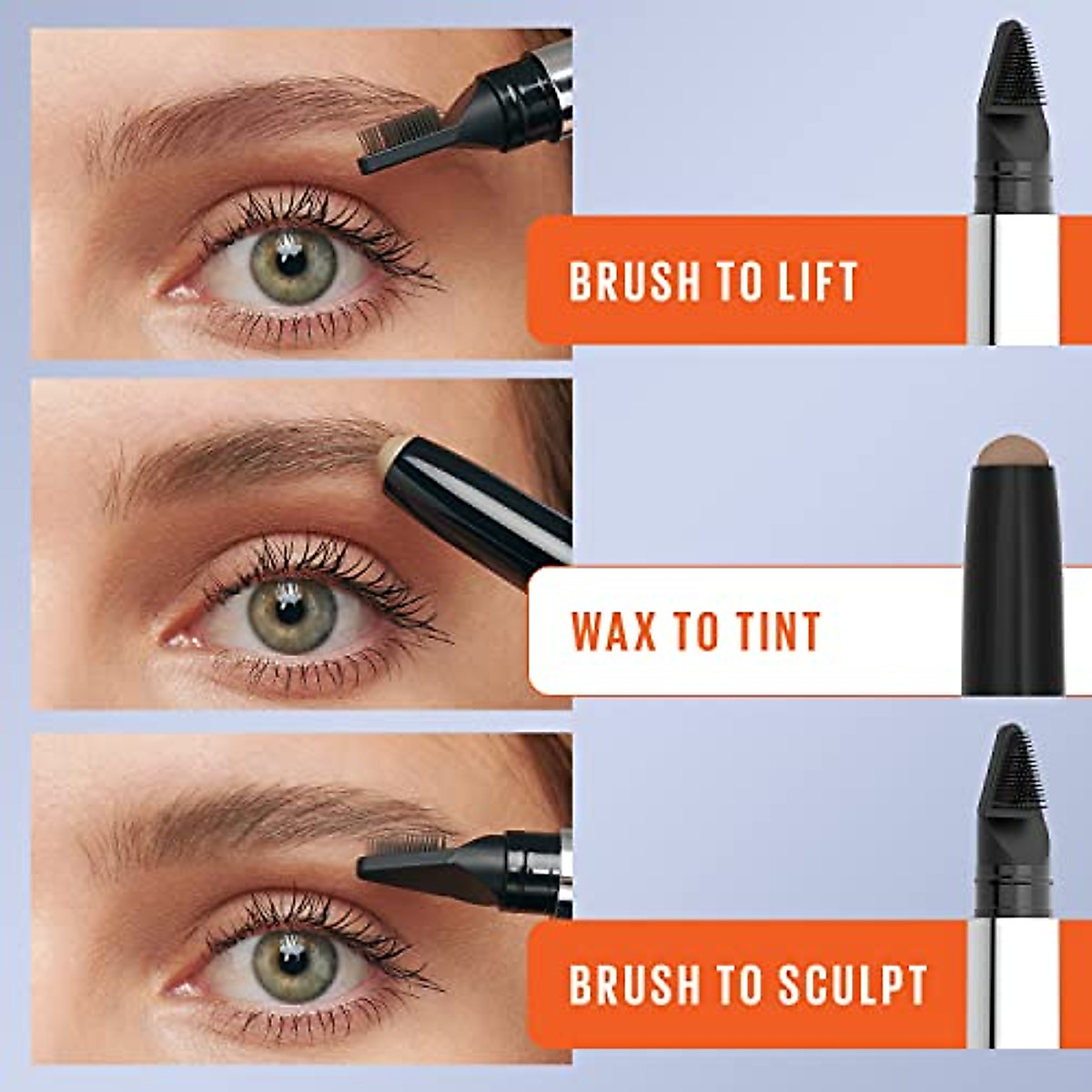 Maybelline TattooStudio Brow Lift Stick Makeup with Tinted Wax Conditioning Complex, Soft Brown, 1 Count