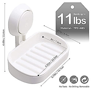 LEVERLOC Shower Caddy Suction Cup Soap Dish Suction Cup One Second Installation NO-Drilling Removable Powerful Suction Shower Caddy Suction Cup Waterproof Organizer - White