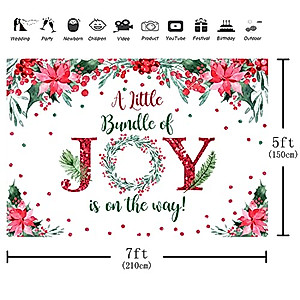 Aperturee Christmas Baby Shower Backdrop 7x5ft A Little Bundle of Joy is On The Way Red Xmas Winter Wonderland Photography Background Boy Girl Party Decoration Cake Table Decoration Photo Studio Booth