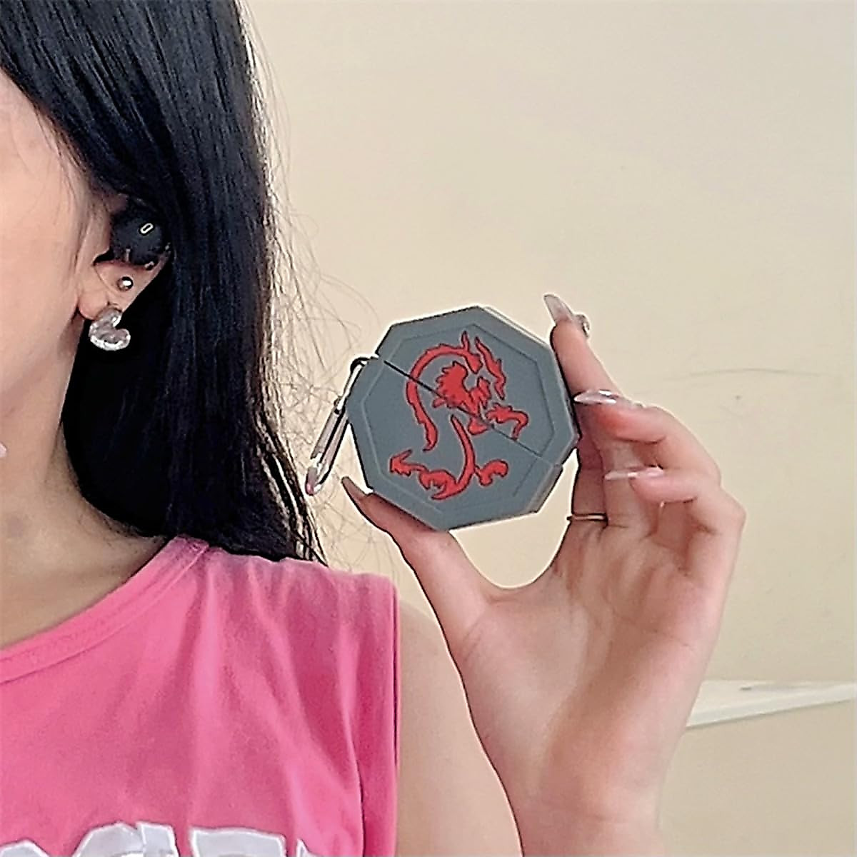 AOLABOKY Earphone Case for Sony WF-1000XM4,Cartoon Cool Dragon Talisman Jackie Chan Adventures Soft Silicone Protective Cover for Sony wf-1000xm4 with Keychain