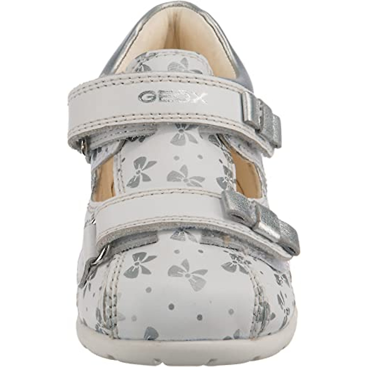 Geox Baby Girls Low-Top Trainers First Steps, White Silver, 3 Infant