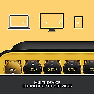 Logitech POP Keys Mechanical Wireless Keyboard with Customizable Emoji , Durable Compact Design, Bluetooth or USB Connectivity, Multi-Device, OS Compatible - Blast Yellow