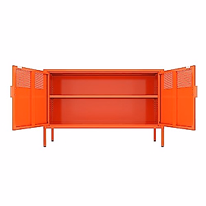 Washsemba Cache 2 Door Metal Locker Accent with Adjustable Shelf,Orange Metal Accent Storage Cabinet for Home Office (Orange)