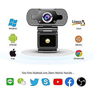 1080p Hd Webcam with Built-in Microphone, Widescreen USB Hd Web Camera for Zoom Meeting YouTube Skype Facetime Hangouts