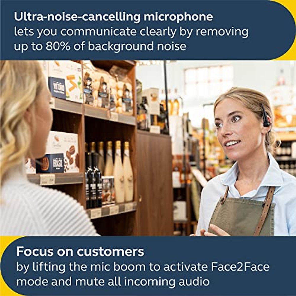 Jabra Perform 45 Ear Hook Mono Bluetooth Headset - Advanced Ultra-Noise-Cancelling Microphone, Push-to-Talk Functionality, Face2Face Mode and Discreet Design - Black