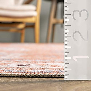 nuLOOM Sky Machine Washable Global Inspired Area Rug, 4' x 6', Rust