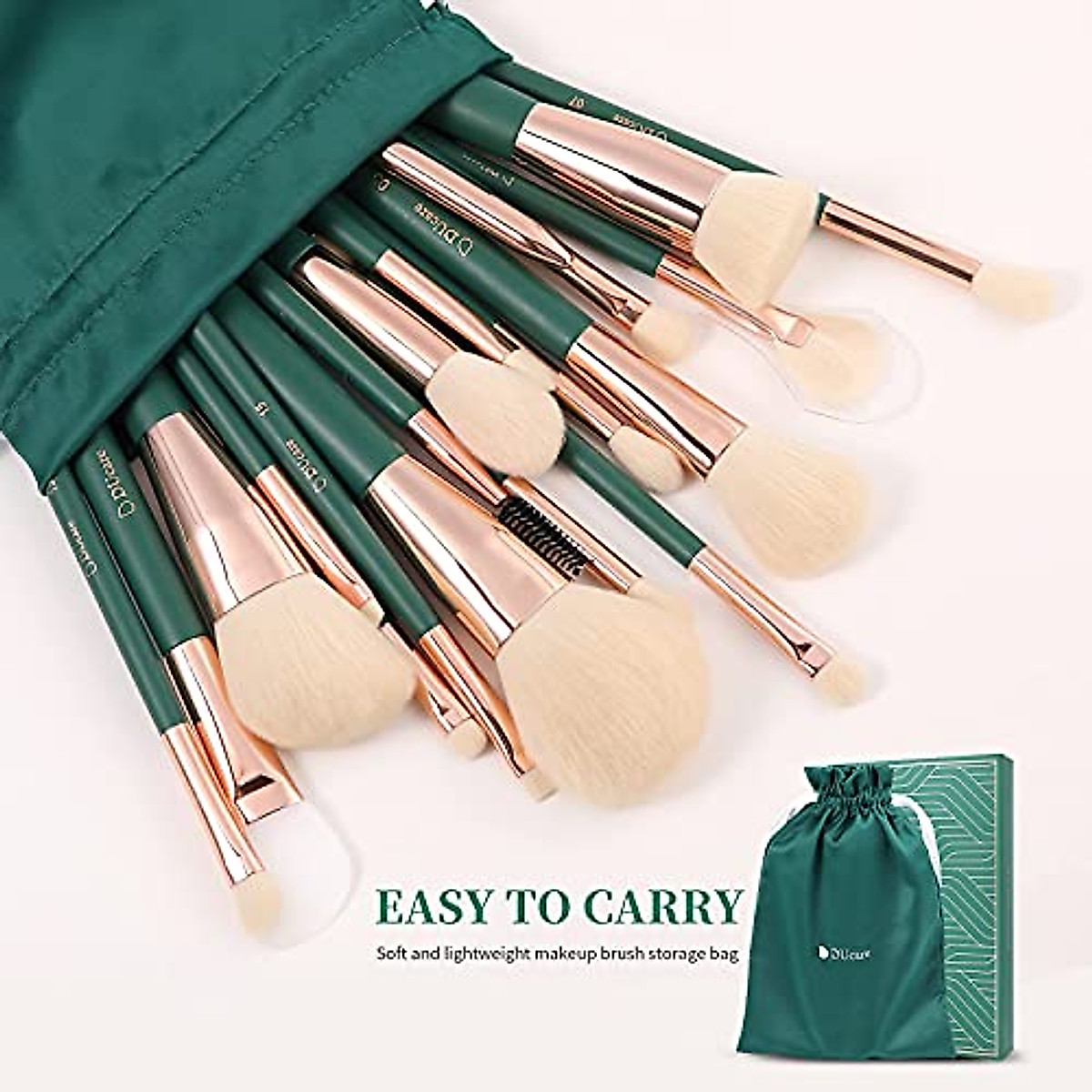 DUcare Makeup Brushes Professional 20Pcs Green Makeup Brush set with Silicone Face Mask Brush Kabuki Foundation Blending Powder Blush Concealers Eyeshadows Brushes