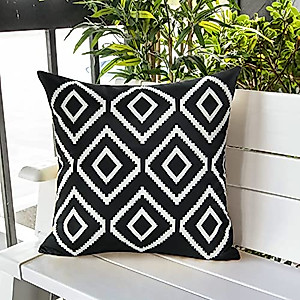 cygnus 18x18 Inch Black and White Outdoor Waterproof Pillow Covers Modern Geometry Decorative for Patio Furniture Outside Sunbrella Set of 2