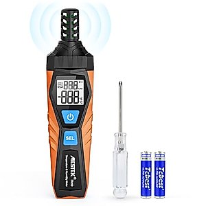 MESTEK Temperature Humidity Meter, Digital Thermometer Hygrometer with Ambient, Dew Point, Wet Bulb for Indoor Outdoor, High Precision Dual Display Psychrometer with LCD Backlight, TH10