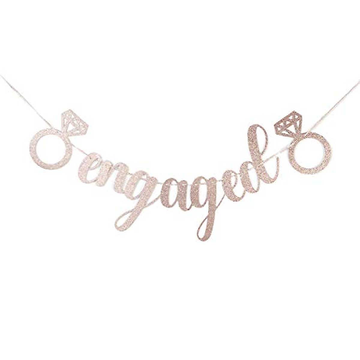 Engagement Party Banners Glitter Rose Gold Letters He Asked She Said Yes Garland for Wedding Engagement Party Hen Party Bridal Shower Bachelorette Party Favor Party Decoration Supplies (ROSE GOLD)