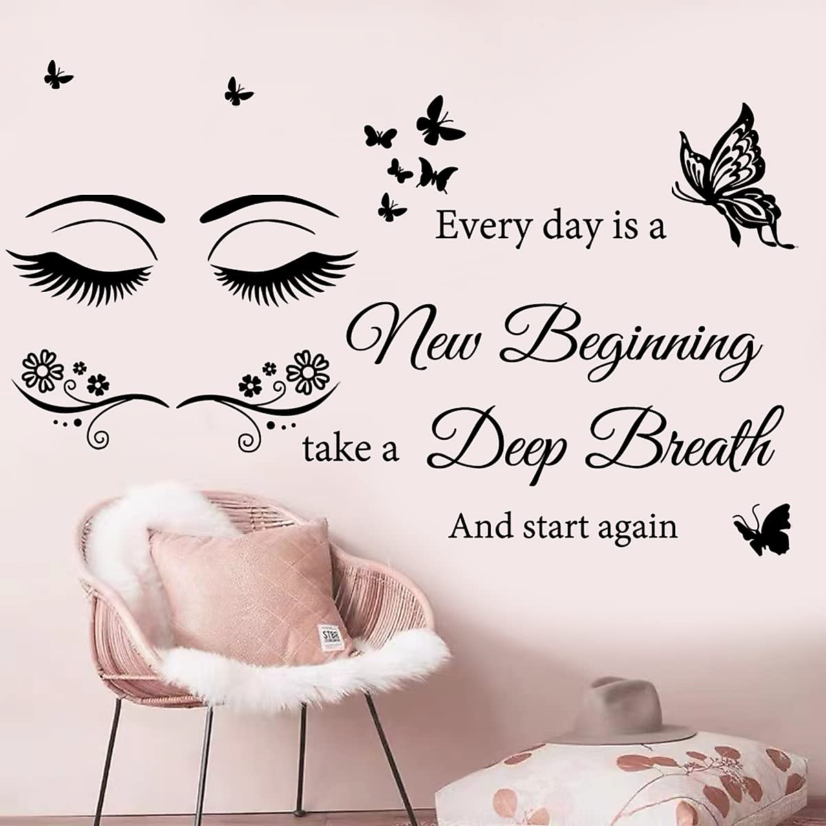 Vinyl Wall Quotes Stickers Every Day is A New Beginning Inspirational Wall Art Sticker Positive Quotes Wall Decals for Living Room Bedroom Classroom Office Studio School Teen Dorm Room Wall Decal.
