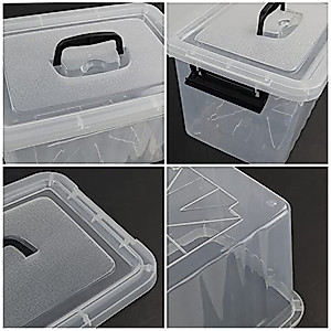 Utiao 12 Quart Plastic Bin with Handles, Clear Latching Storage Box, 1 Pack