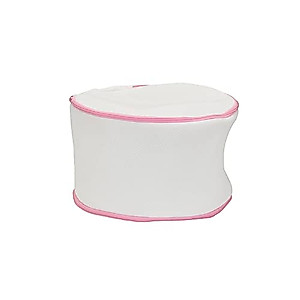 Household Essentials Bra Wash Bag, Large, Soft Polyester Mesh, Dual Zippered Compartments, Snag and Tangle Resistant, Contoured Design, Perfect for Expensive or Delicate Lingerie, White and Pink Trim