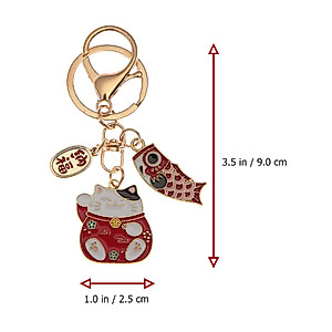 jojofuny 2pcs keychain accessories japanese lucky cat keychain cute maneki neko key ring chinese fortune pendants keychain bag purse charm ornament for wealth blue keychain wallet red stuffed animals